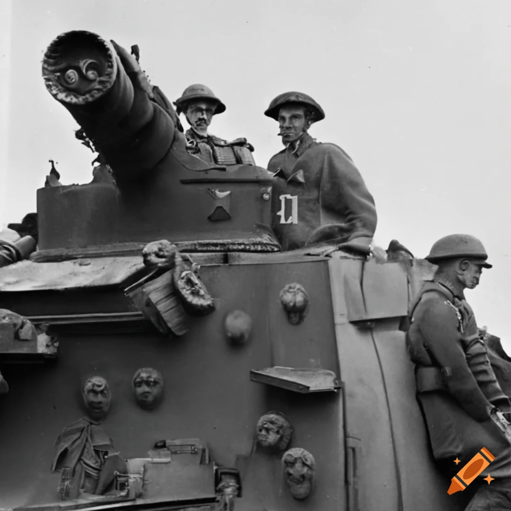 Teddy roosevelt in a tank during world war one