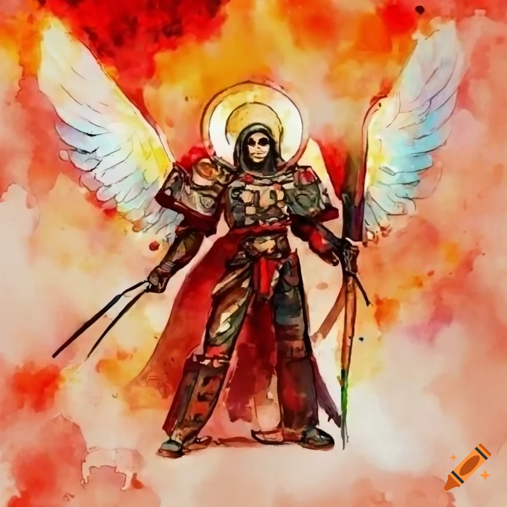 Illustration of a blood angel with decorations