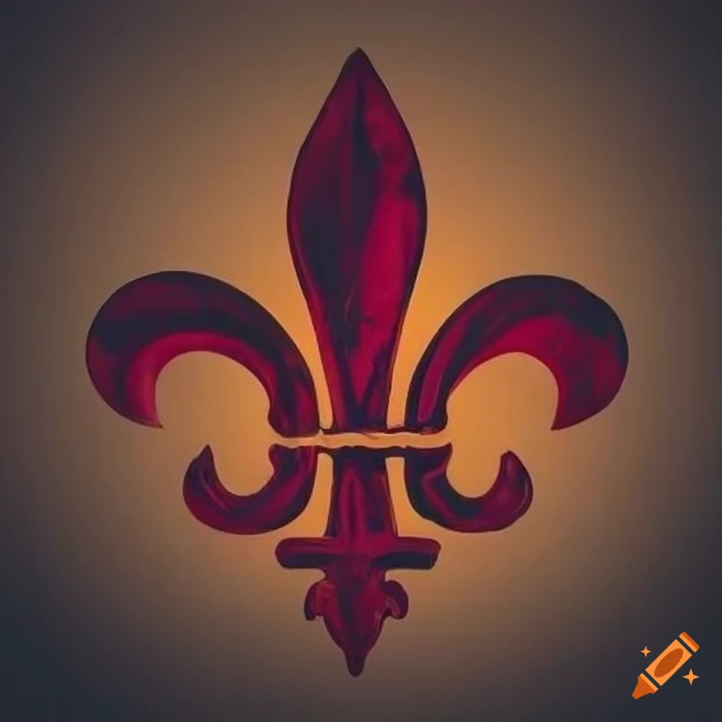 Red fleur de lys symbol on dark background