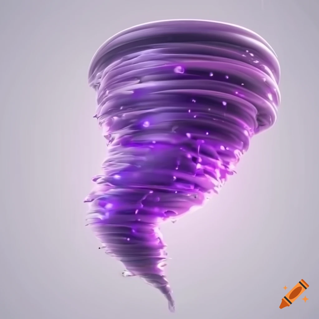 3d rendering of a powerful tornado with dazzling purple lights