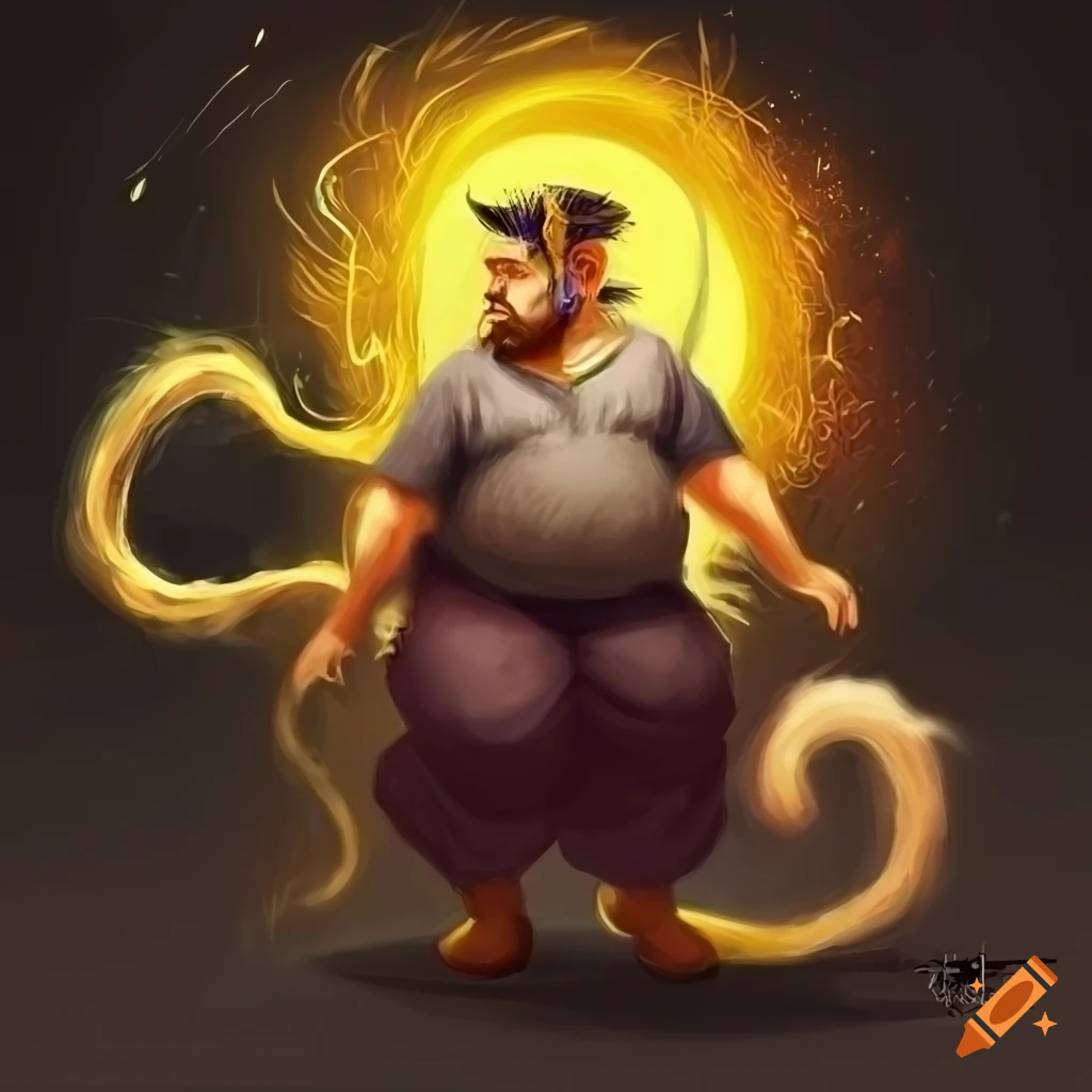 Epic artwork of a bearded tiefling riding a shooting star on Craiyon