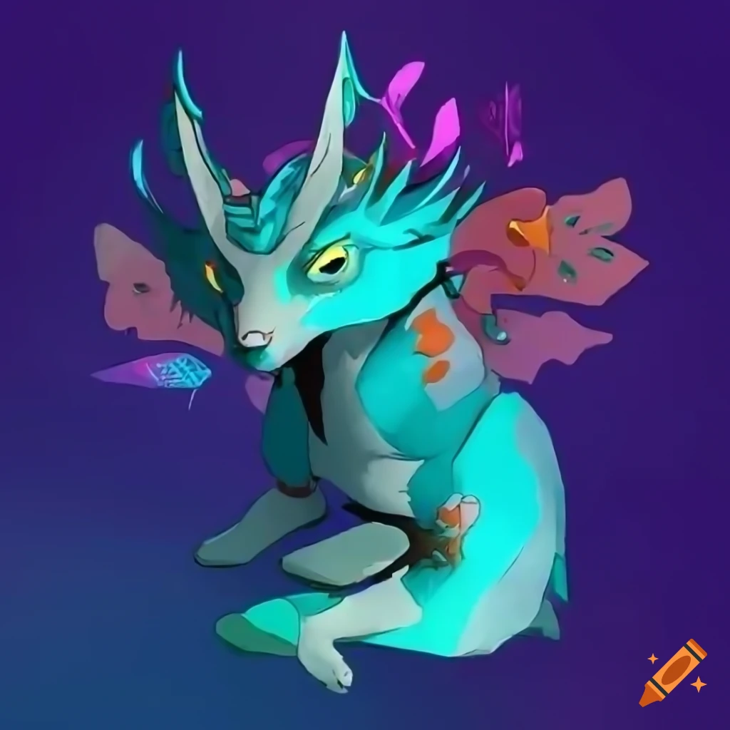 Colourful illustration of a stylised dimensional traveler animal character