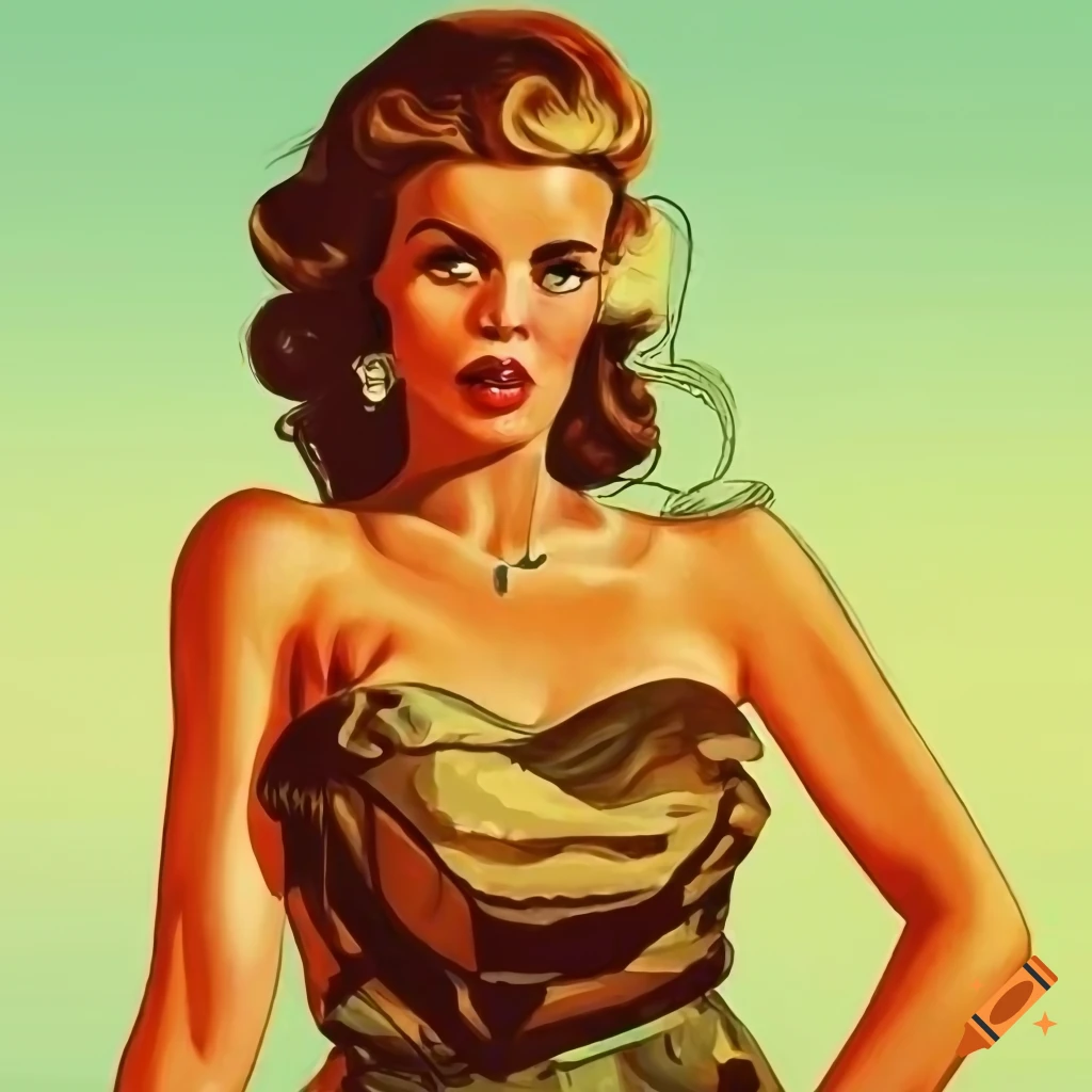 1950s pulp art style illustration on Craiyon