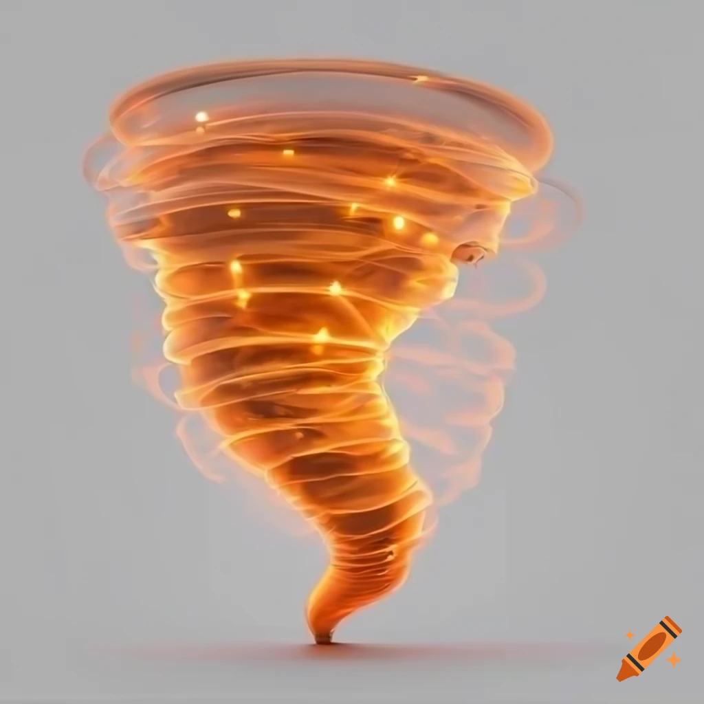 3d rendering of a powerful tornado with orange lights on Craiyon