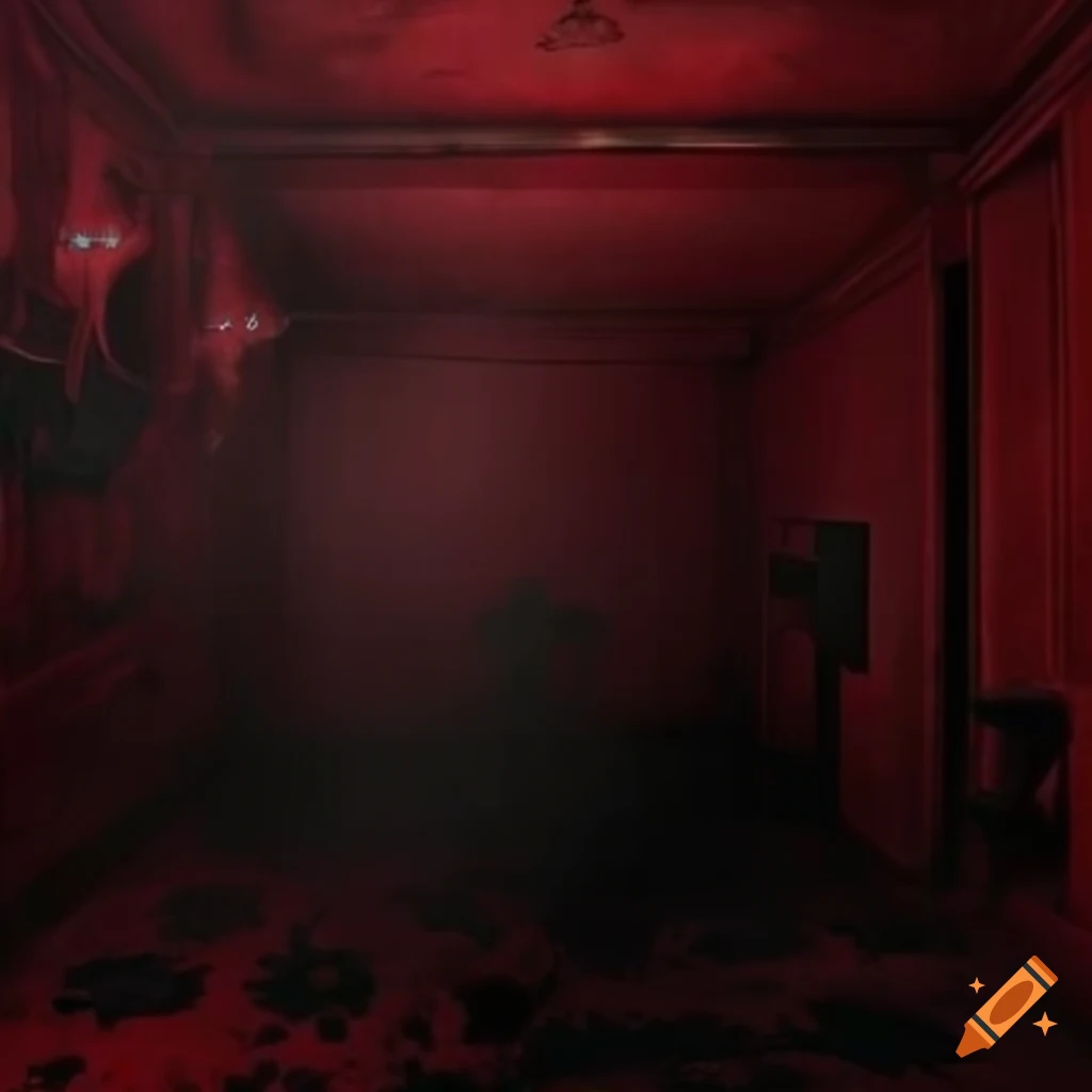 Dark red room with a sinister atmosphere