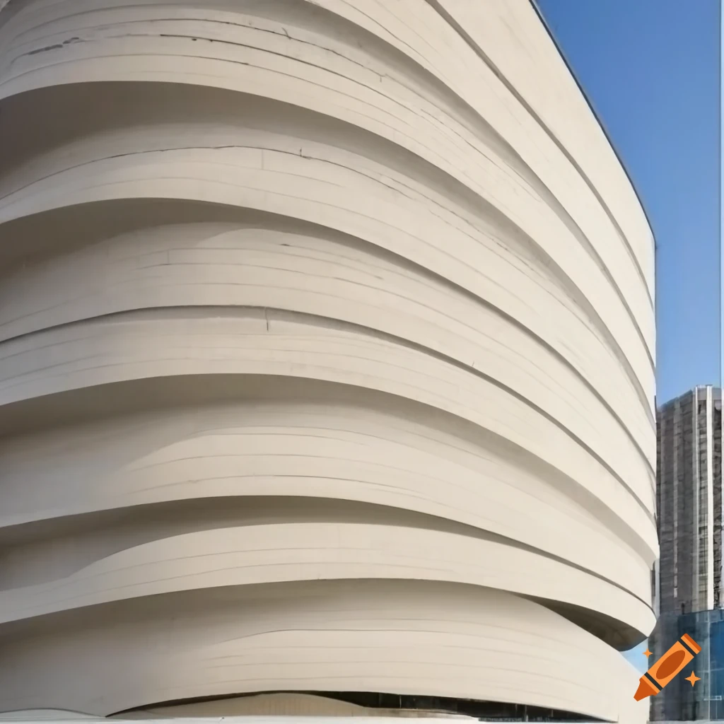 Curved building with GFRC paneling on Craiyon