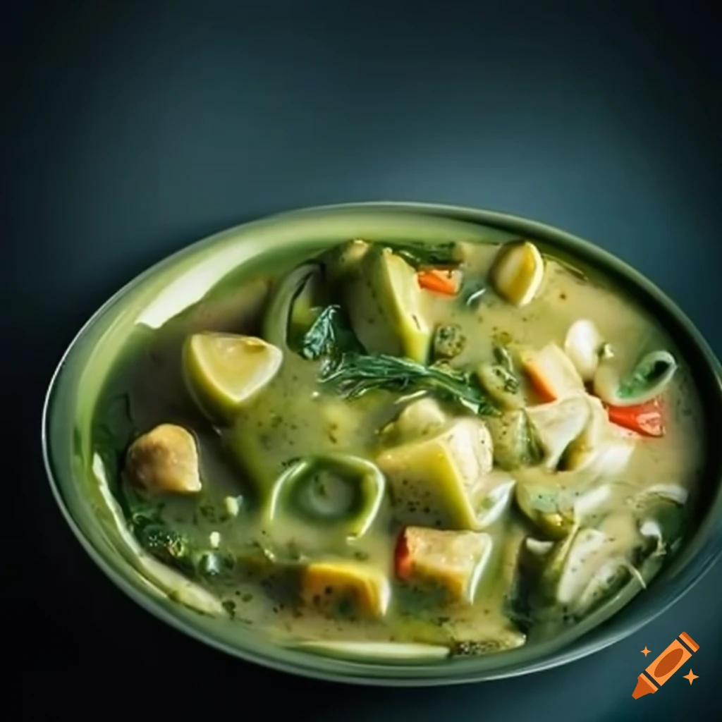 Delicious green stew with fresh ingredients on Craiyon