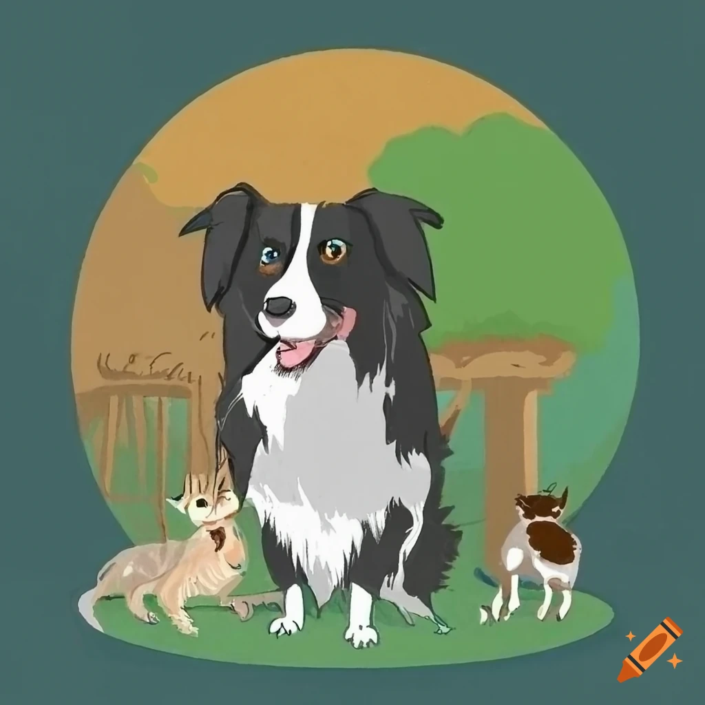 Border collie and cats exploring the zoo together