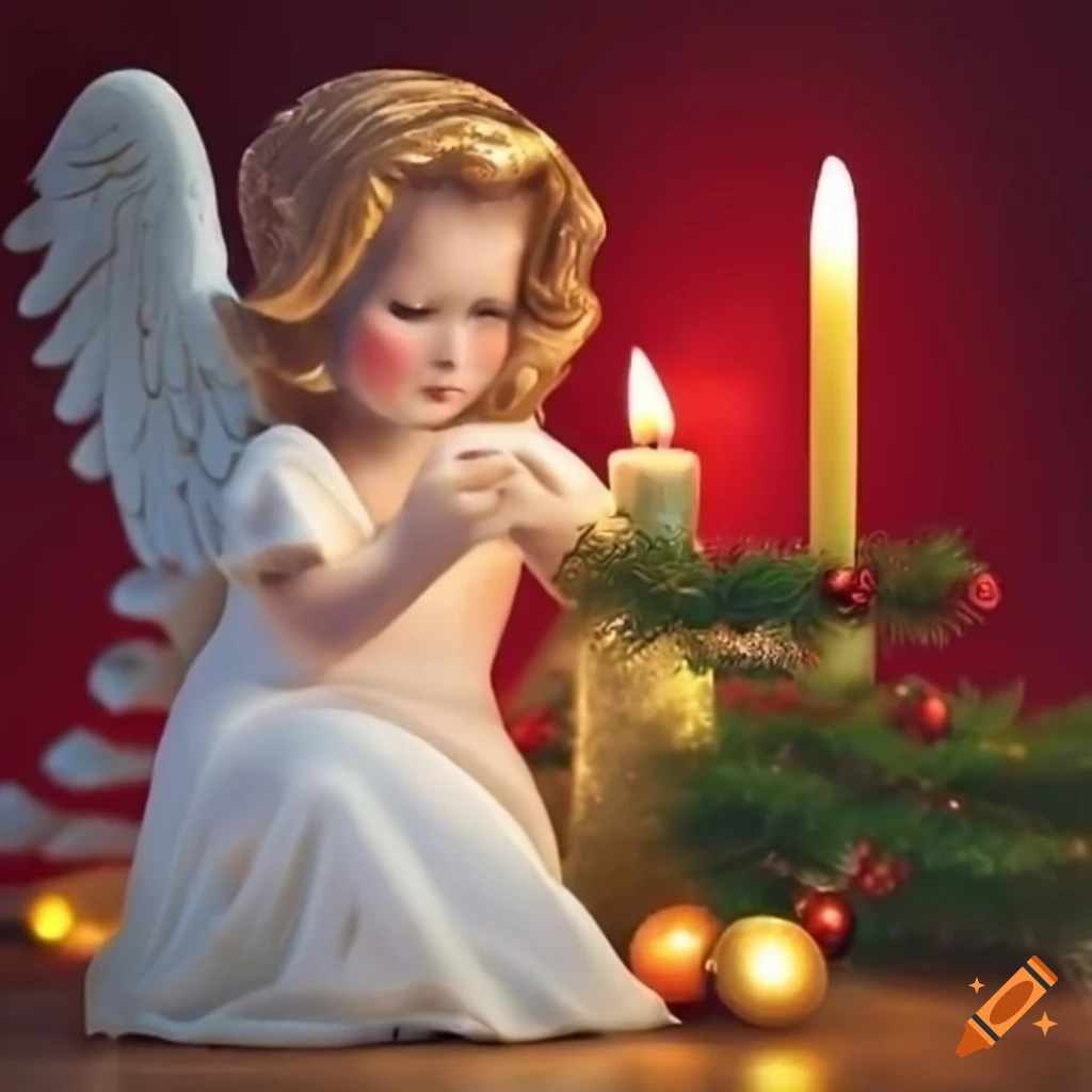 Artistic portrayal of an angel with a candle at christmas