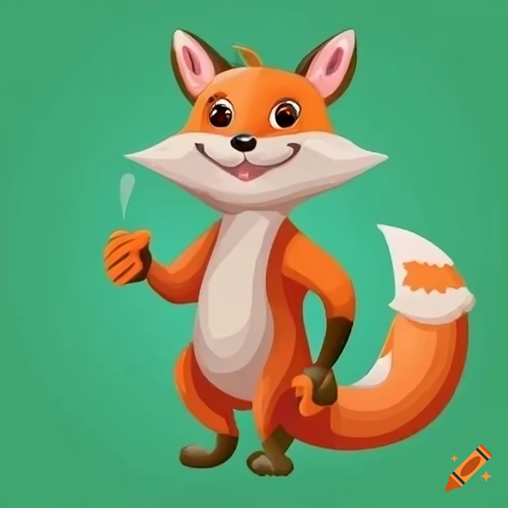 Cute cartoon fox with gardening skills