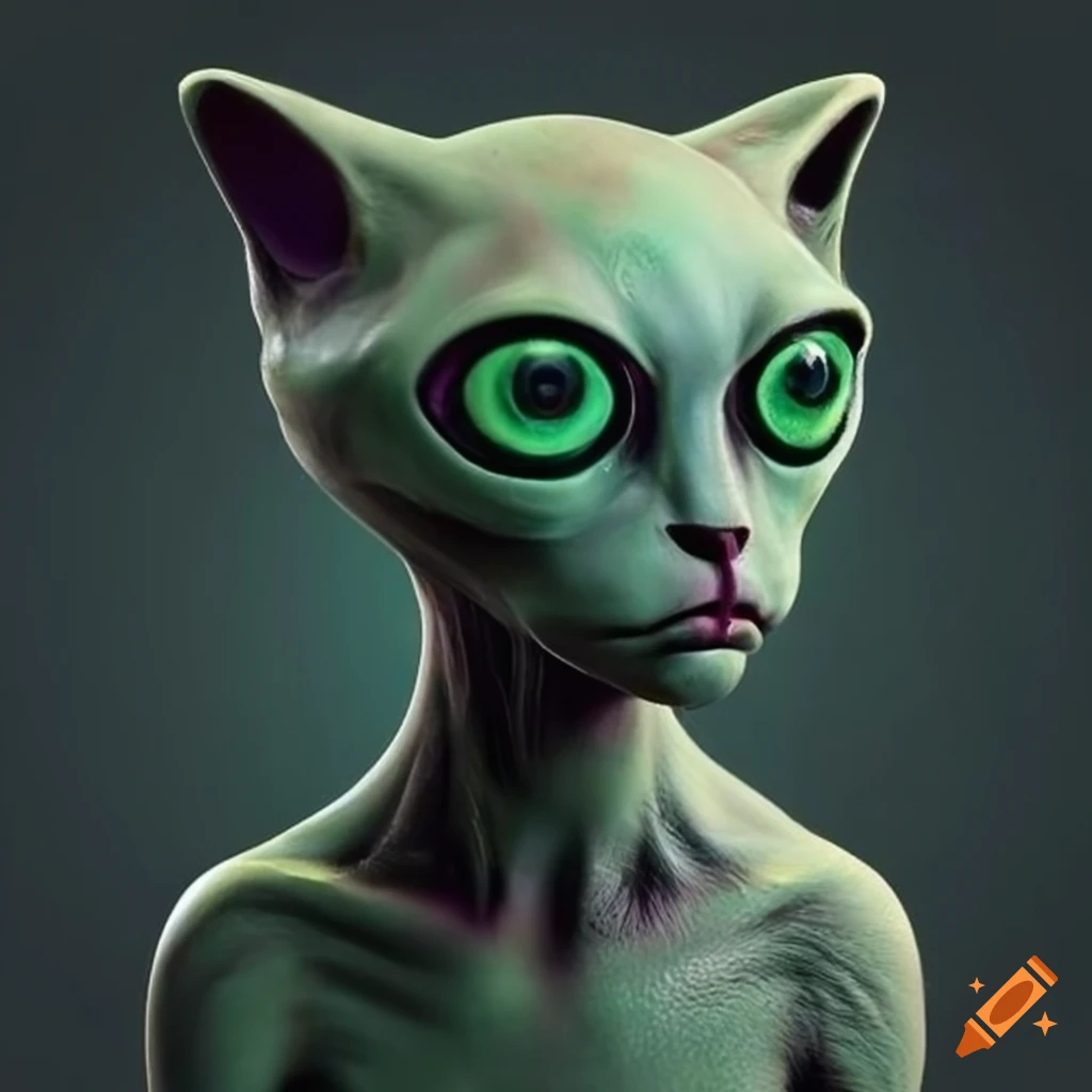 Dark-colored alien cat with ant-shaped head on Craiyon