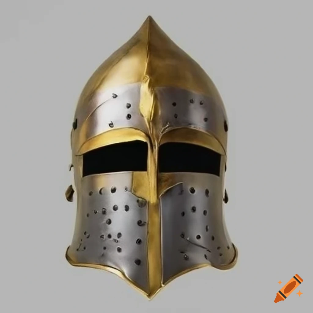 Gilded steel helmet with symmetrical design