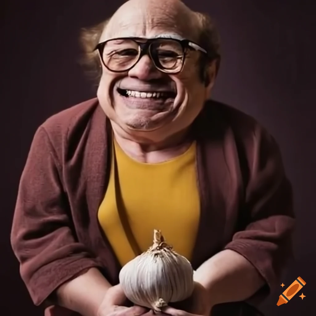 Danny devito as wario laughing with garlic