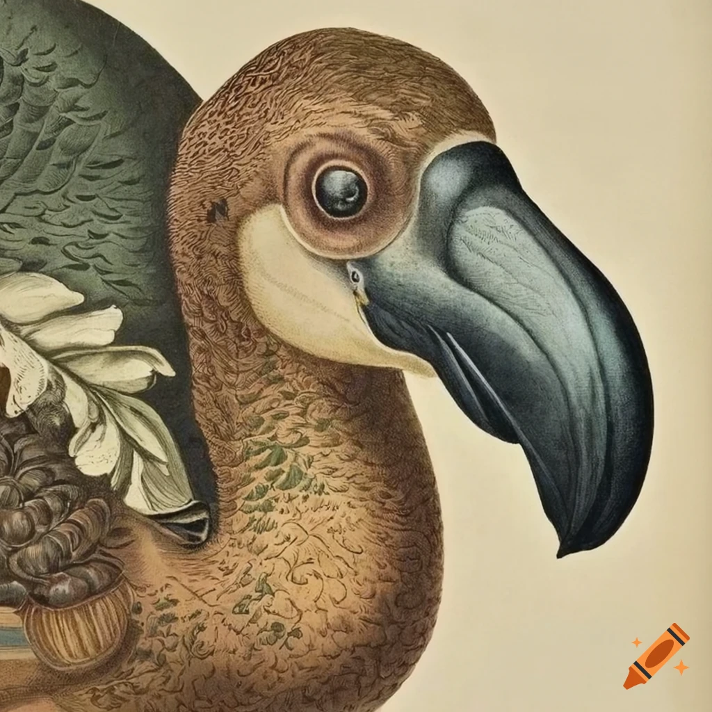 John James Audubon-style lithograph of a dodo bird and platypus in ...