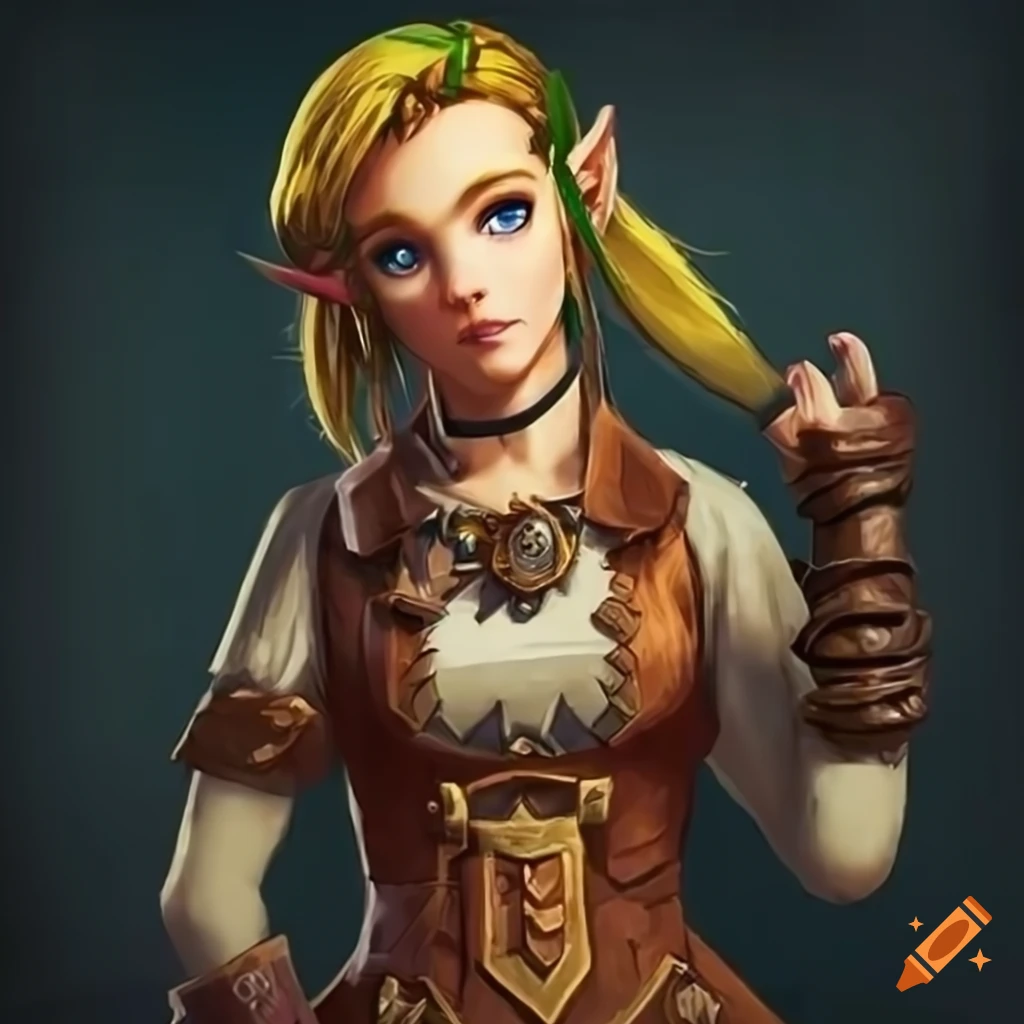 Steampunk version of female link from legend of zelda on Craiyon