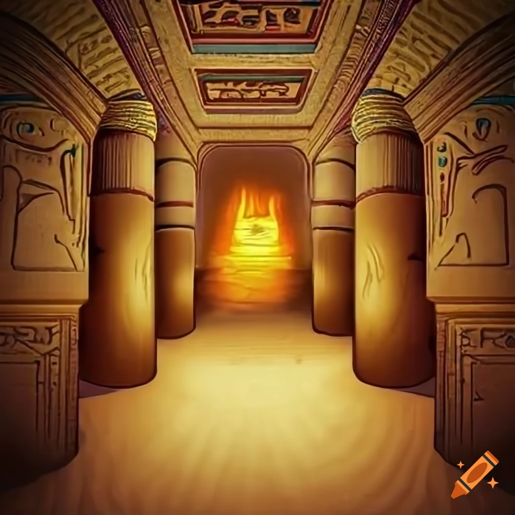 Shiny cave background inspired by ancient egypt on Craiyon