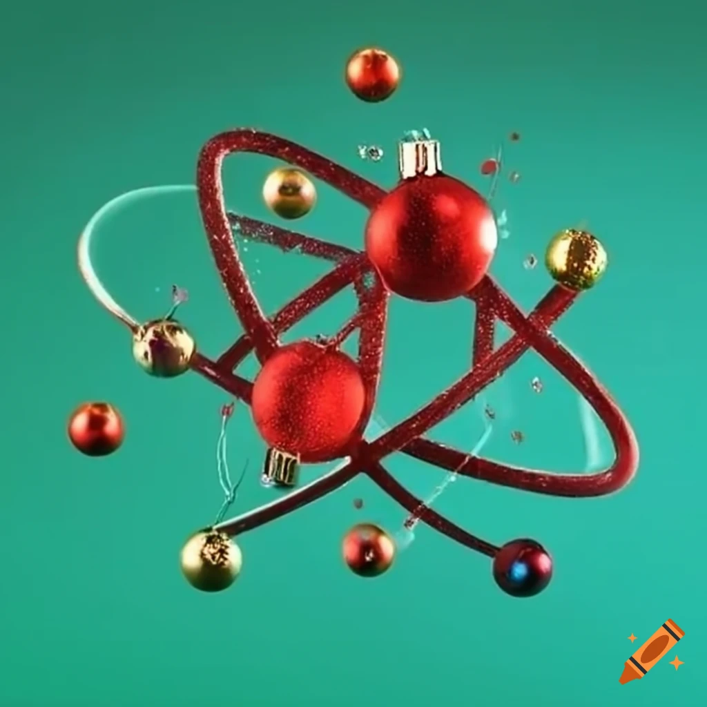 Christmas tree with atom model ornaments