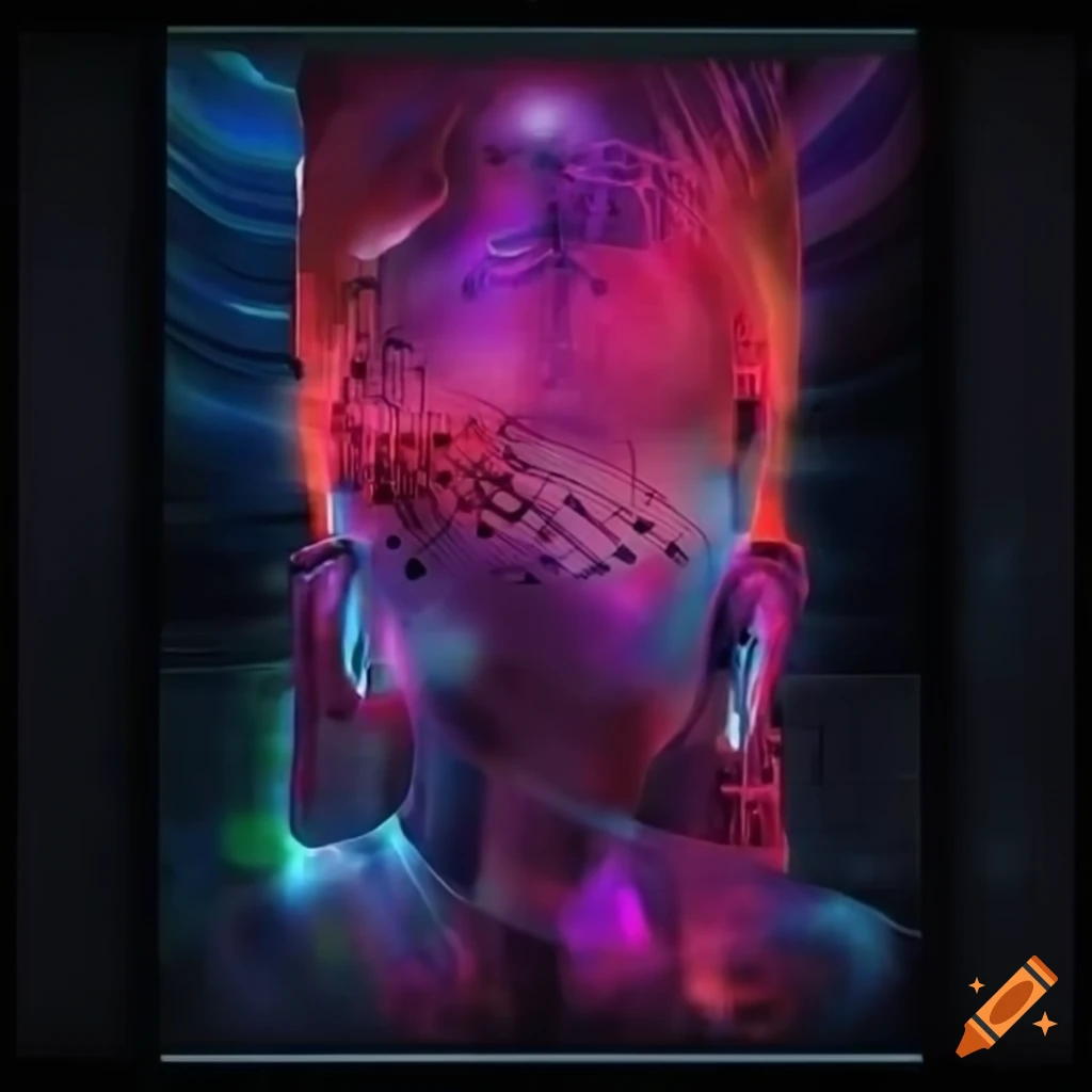Colorful poster of ai and music fusion