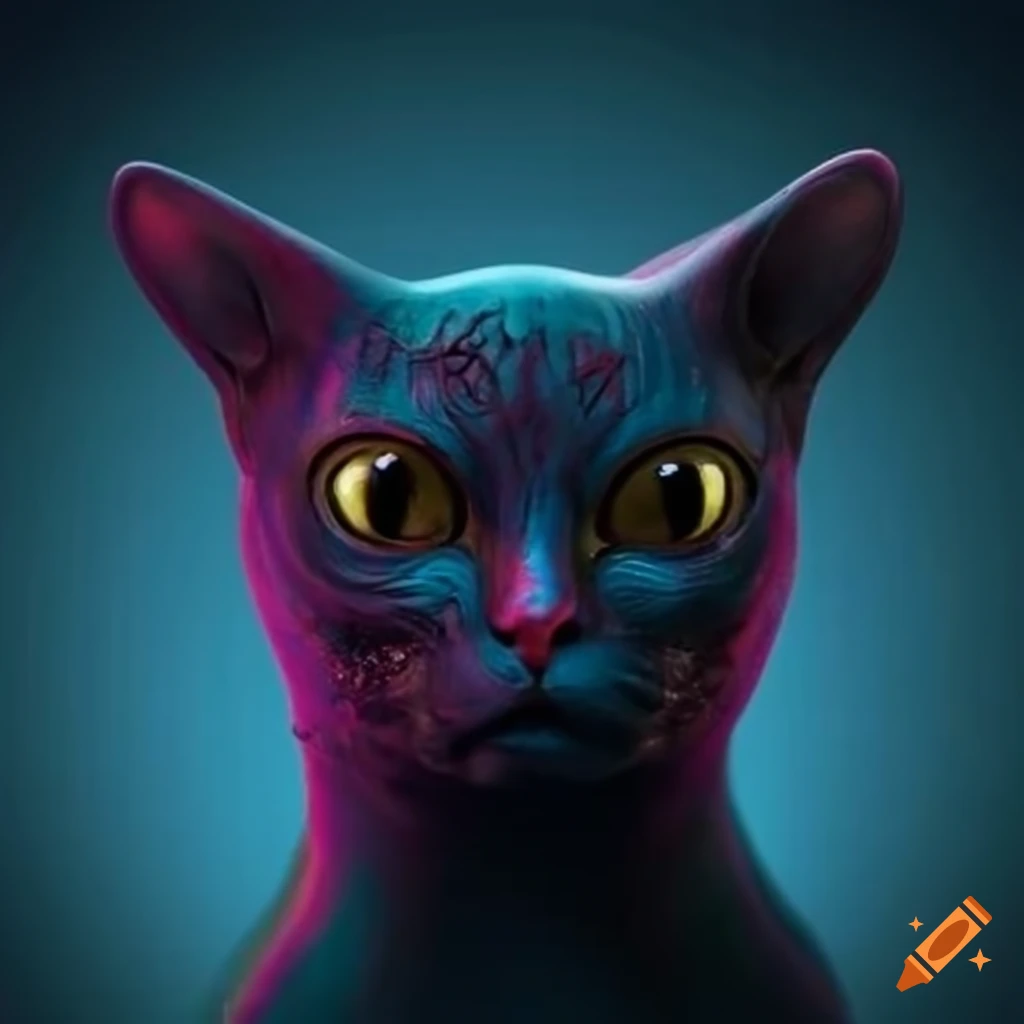 Dark-themed alien cat with insect-shaped head