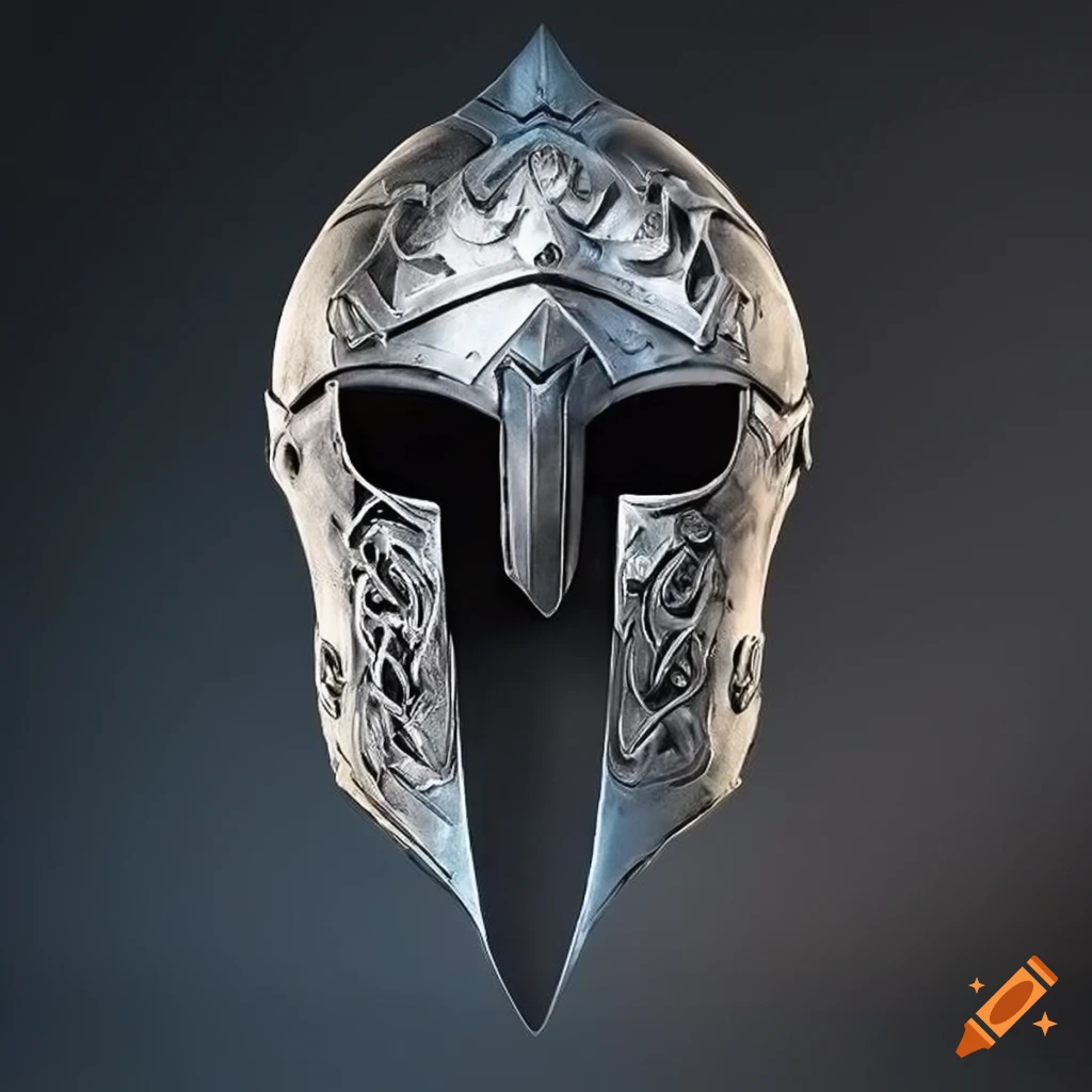 Steel symmetrical helmet with intricate design