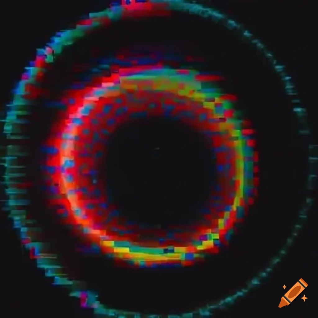 Abstract vhs glitch art with aligned moon shapes on Craiyon