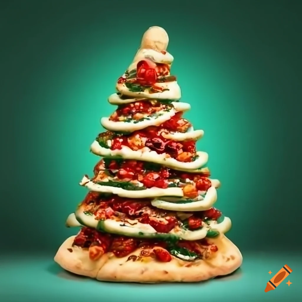 Delicious christmas tree shaped pizza