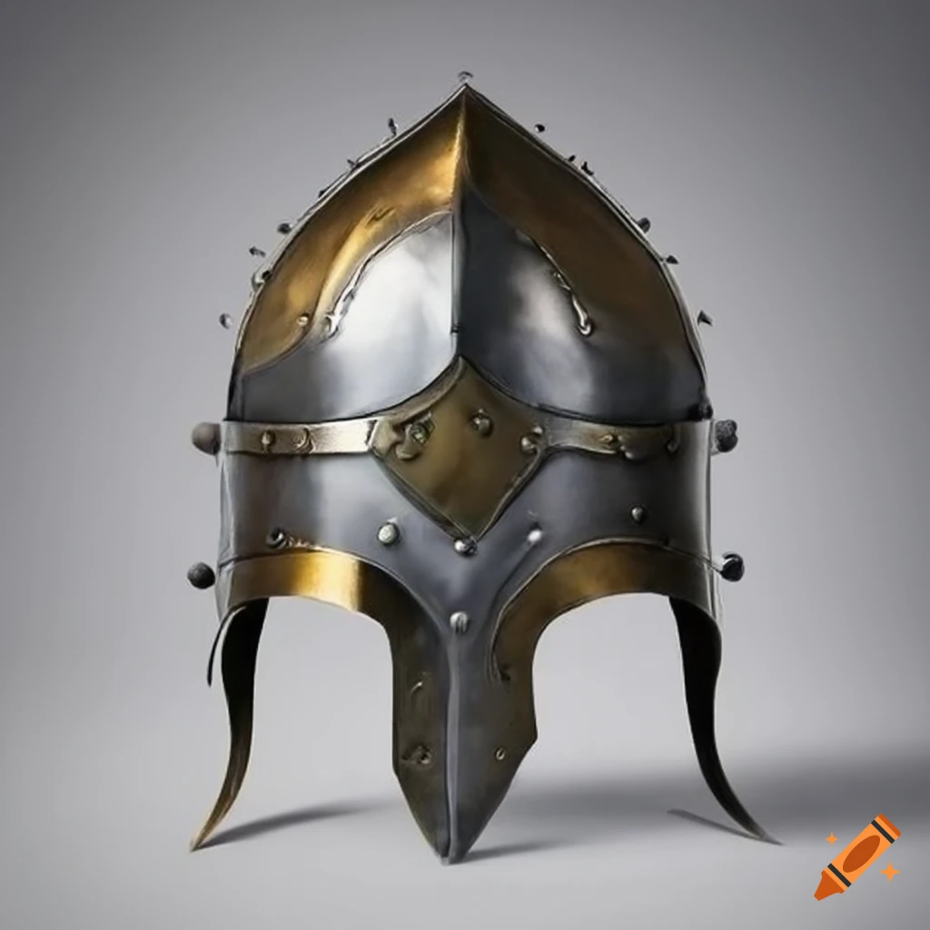 Medieval ornate steel helmet