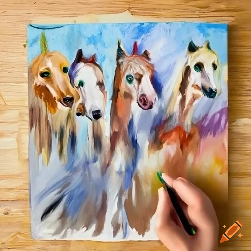 Blurry drawing of animals in a child's artwork