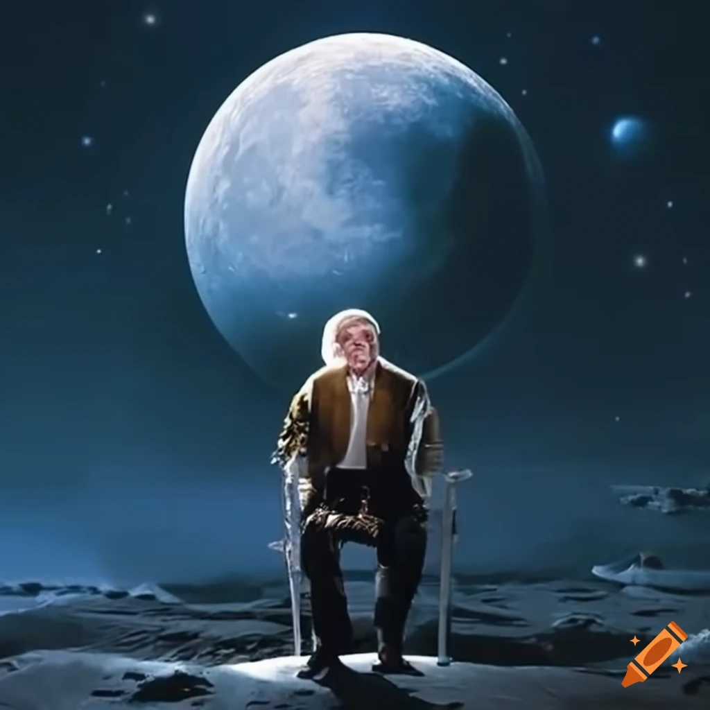 Humorous image of larry david on the moon