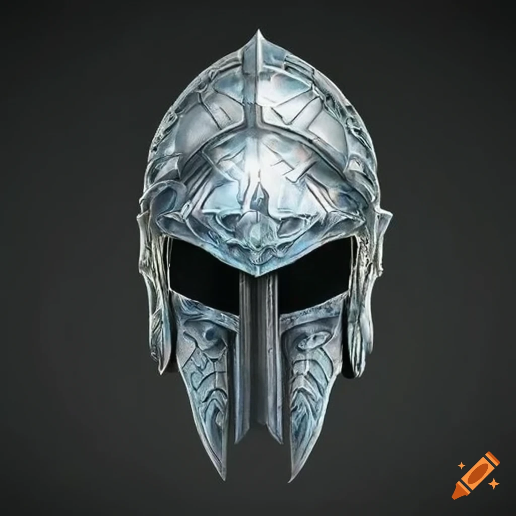 Intricate symmetrical steel helmet