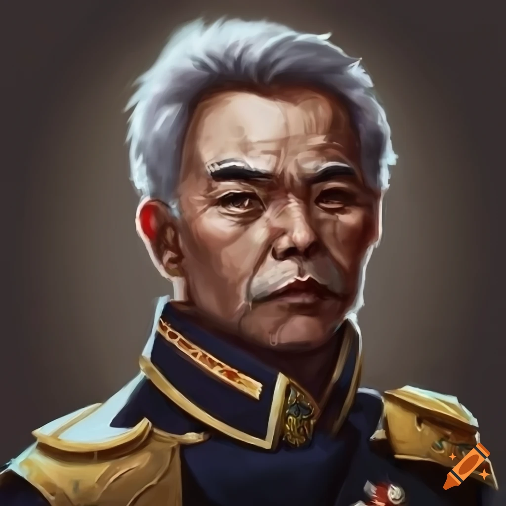 Portrait of an asian admiral from warhammer 40k on Craiyon