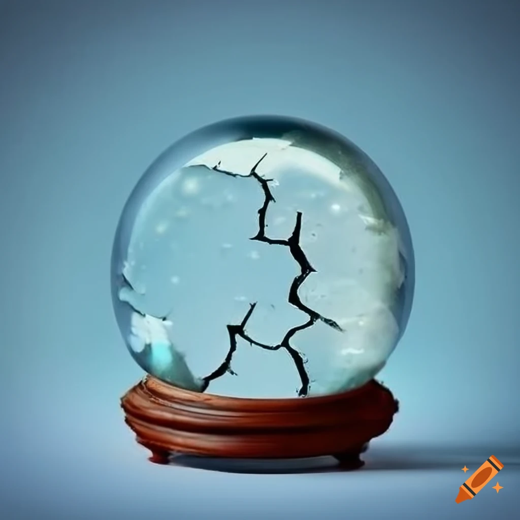 Image of a cracked snow globe on Craiyon