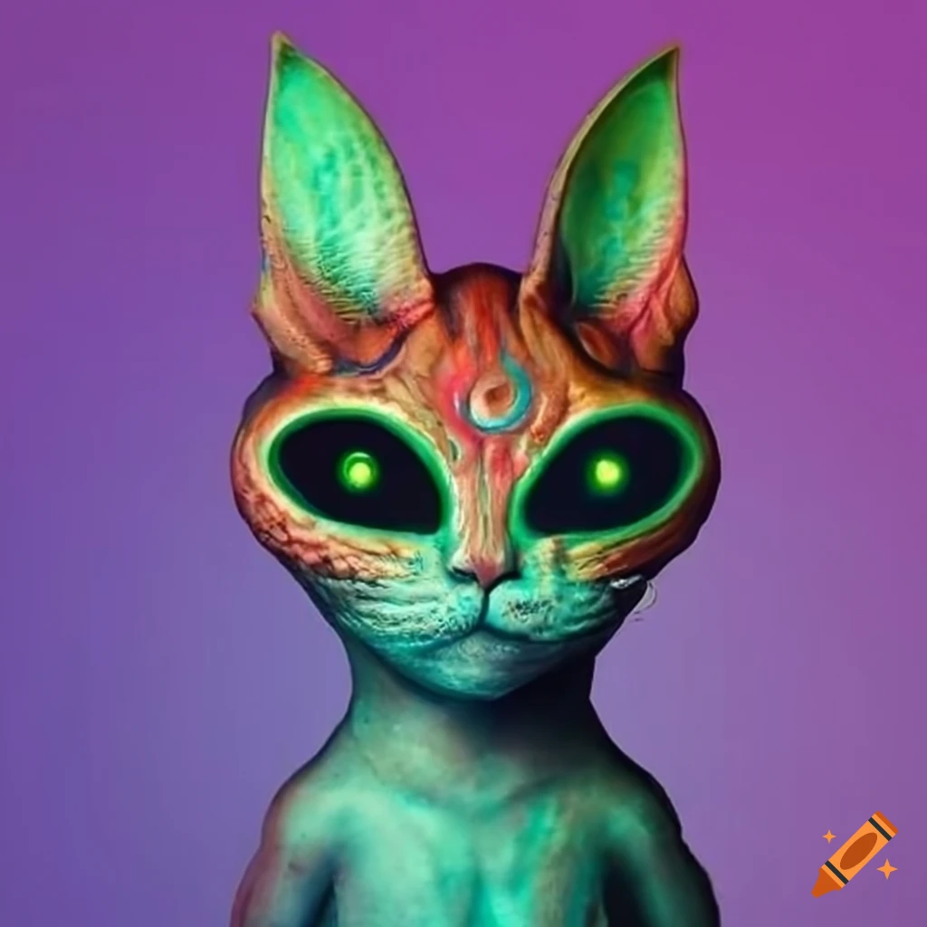Cat with alien-like head