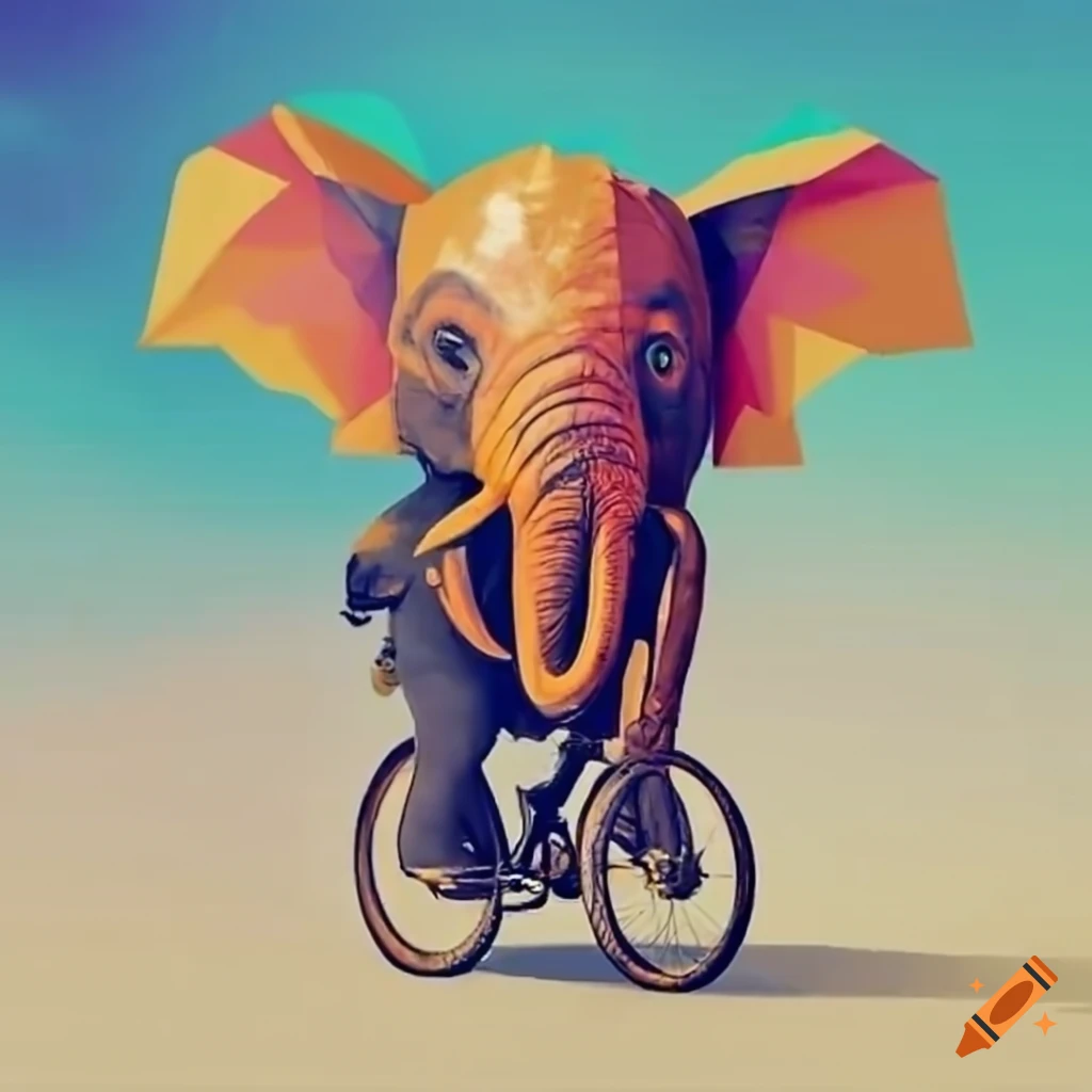 Image of an elephant riding a bicycle on Craiyon