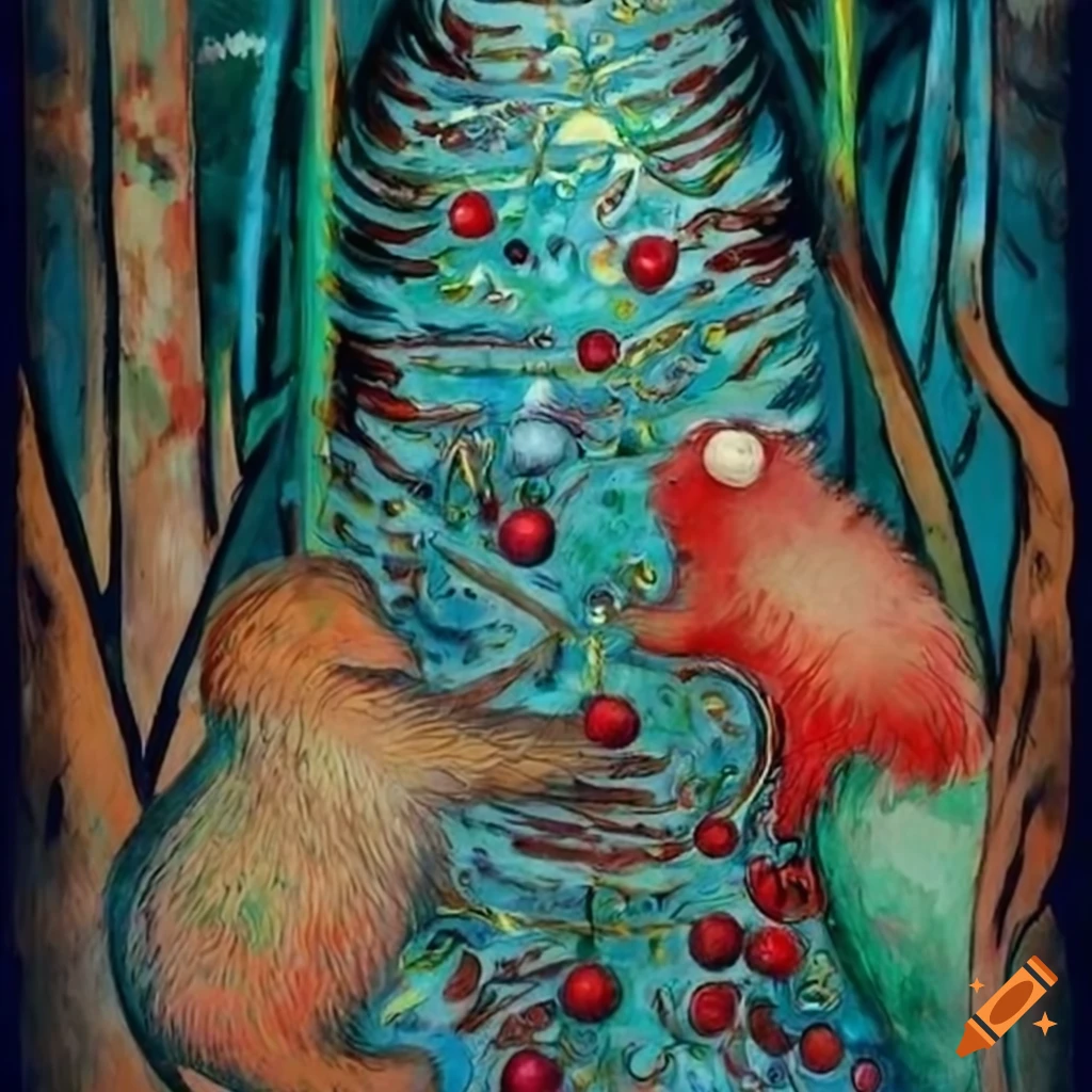 Detailed christmas tree illustration in artistic style on Craiyon