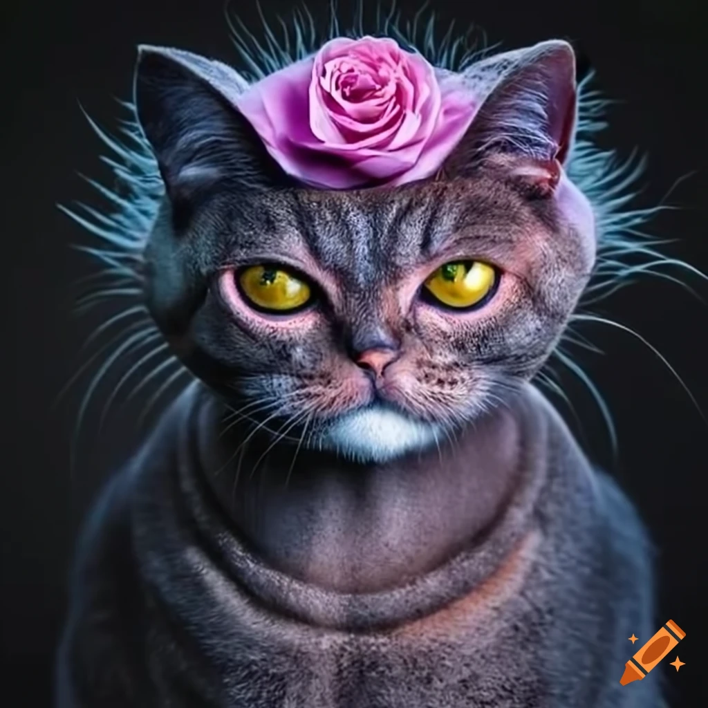 Alien cat with rose-shaped head on Craiyon
