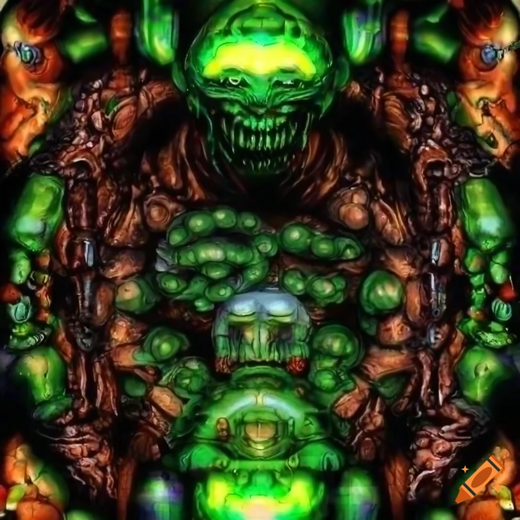 Creepy 2D game with alien creatures and slimy tiles on Craiyon