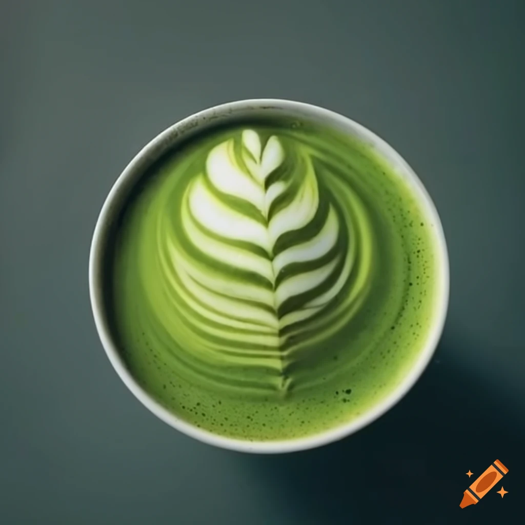 Overhead view of a delicious matcha latte