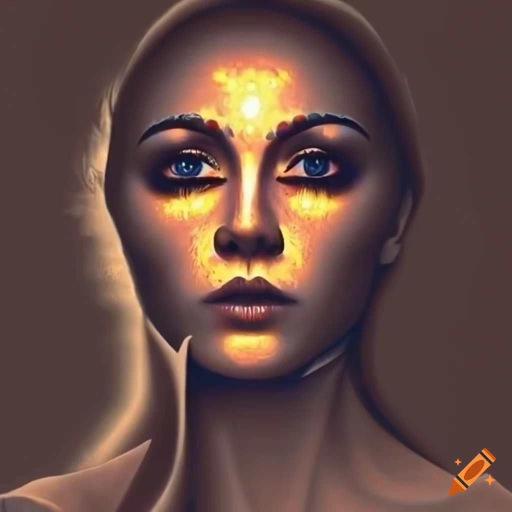 Optical illusion of a woman looking at her reflection on Craiyon