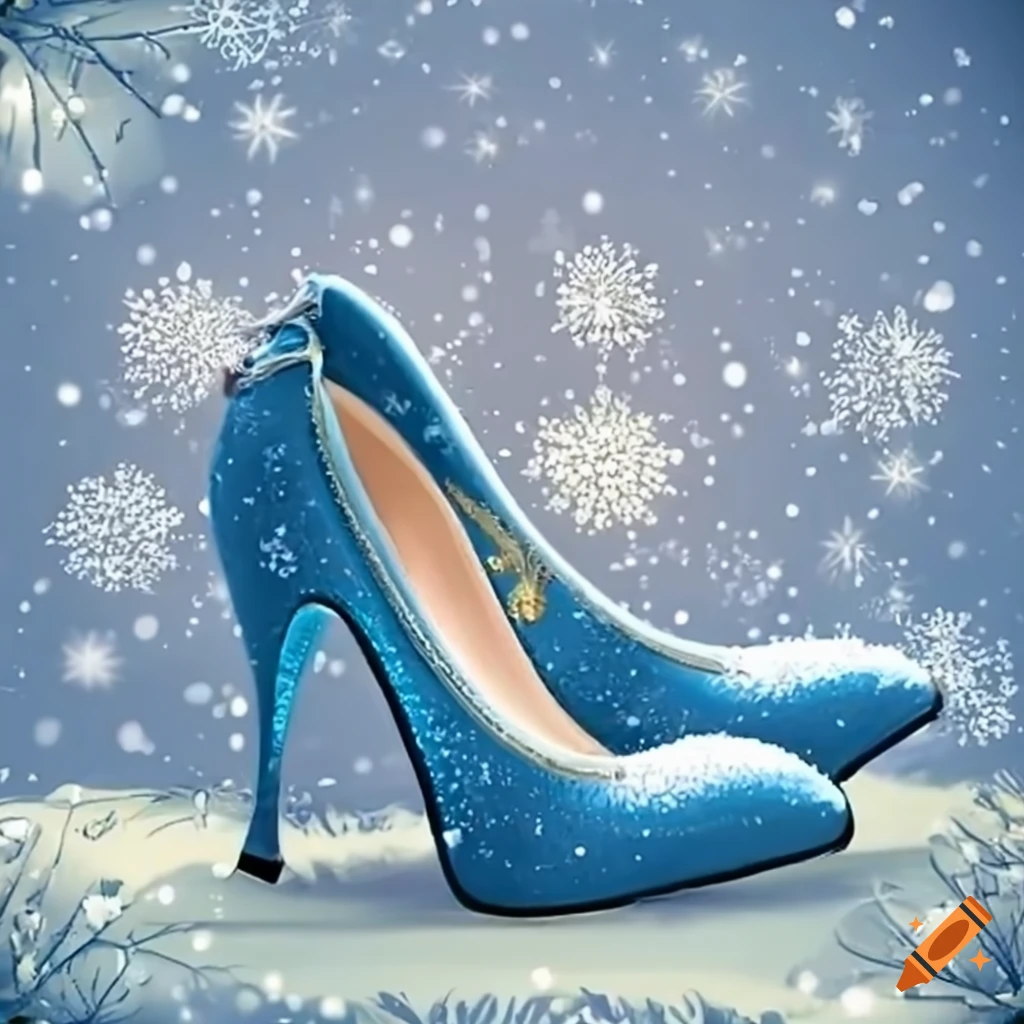 Festive winter landscape with cinderella shoes