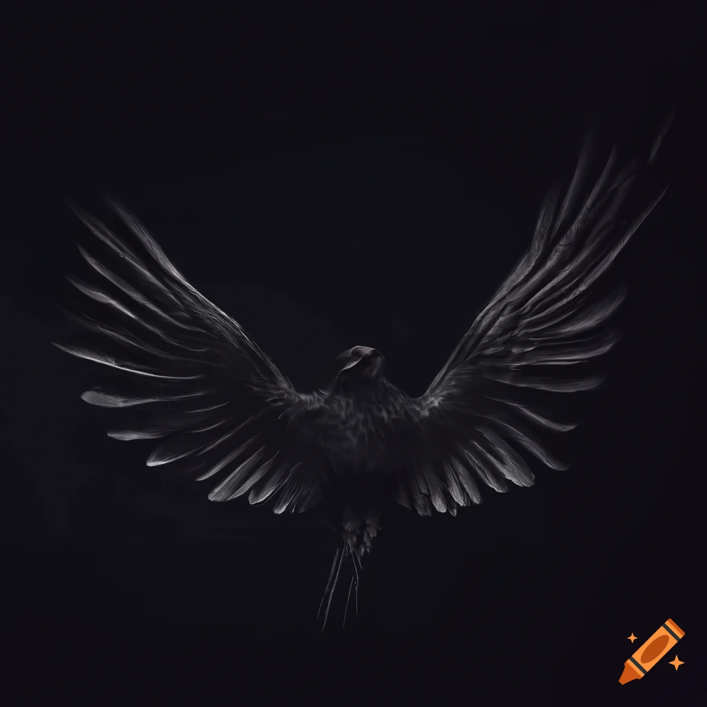 Black crow wing on grunge background