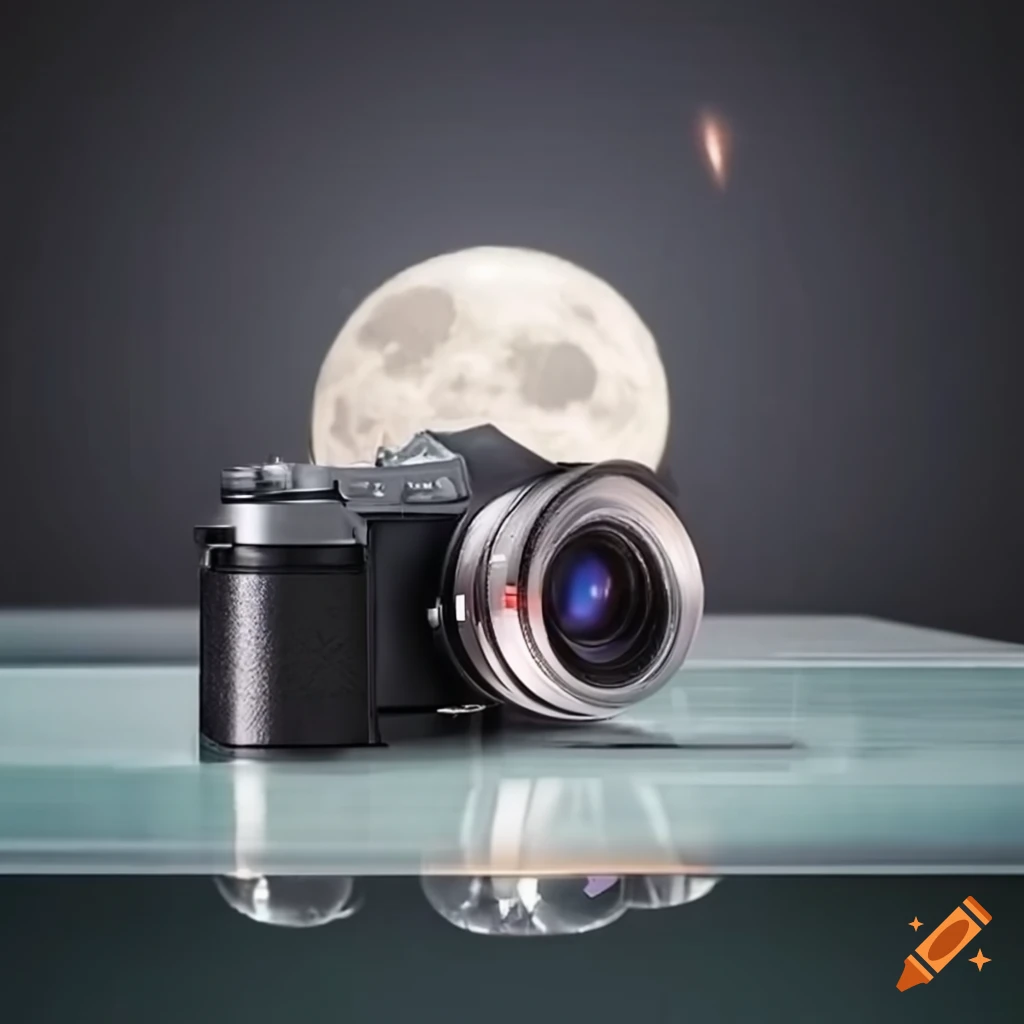 Photo camera under a moonlit night on Craiyon