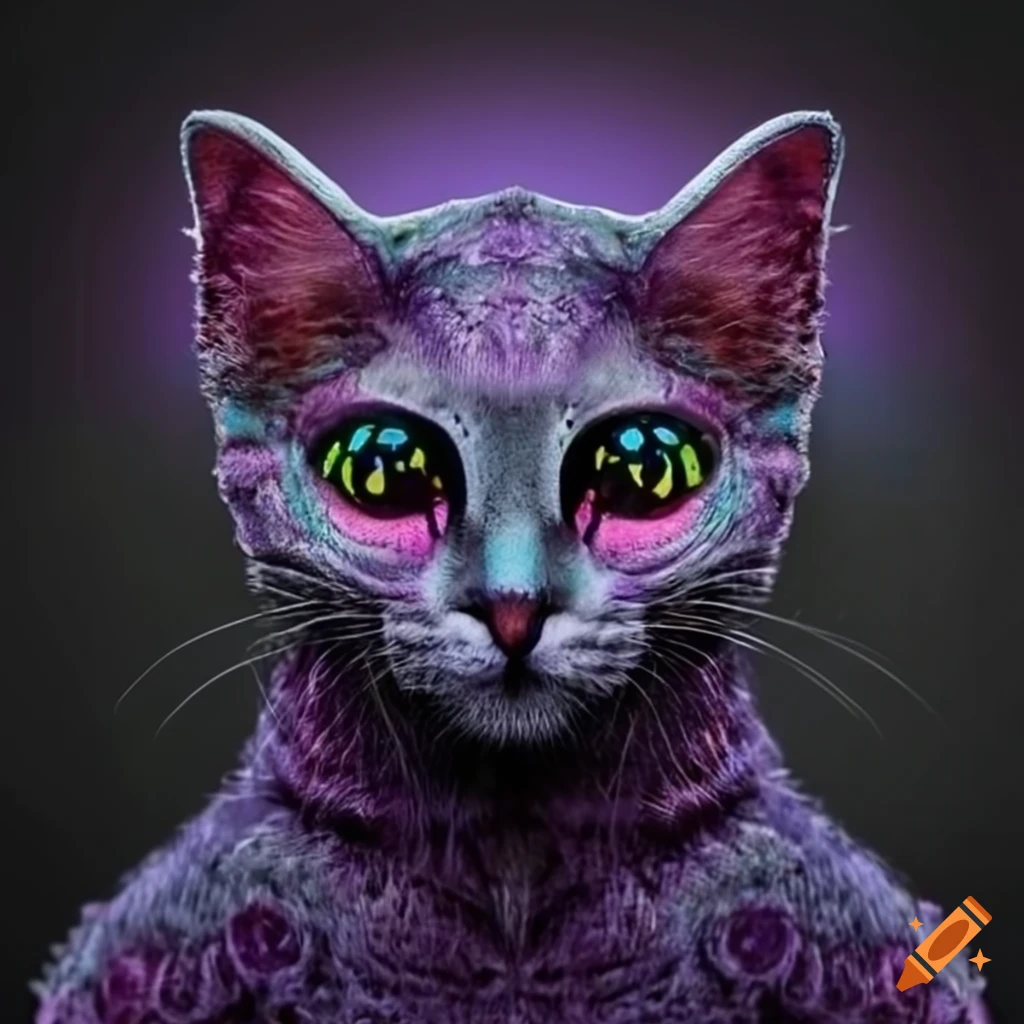 Dark-colored alien cat with butterfly head