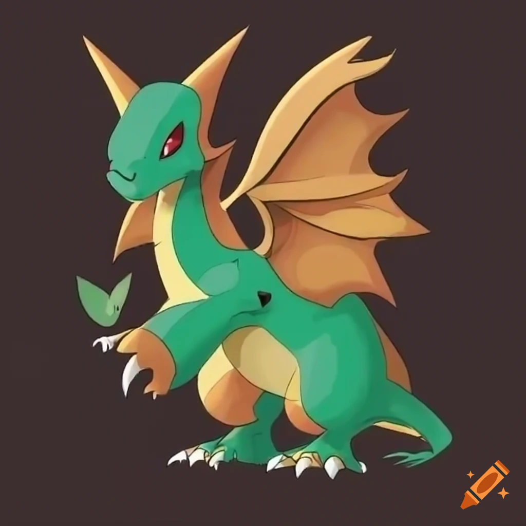 Dragon type pokemon with leaf crown on Craiyon