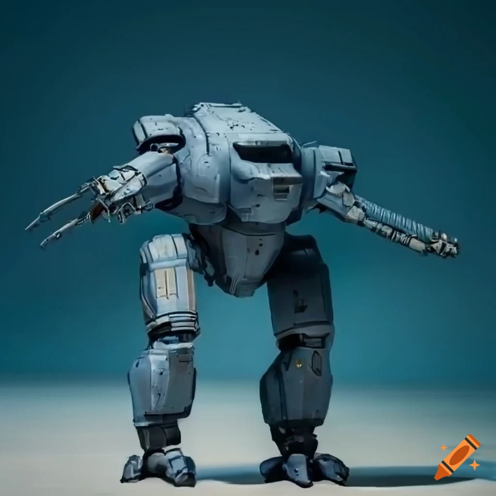 Light armoured mech standing on the beach on Craiyon