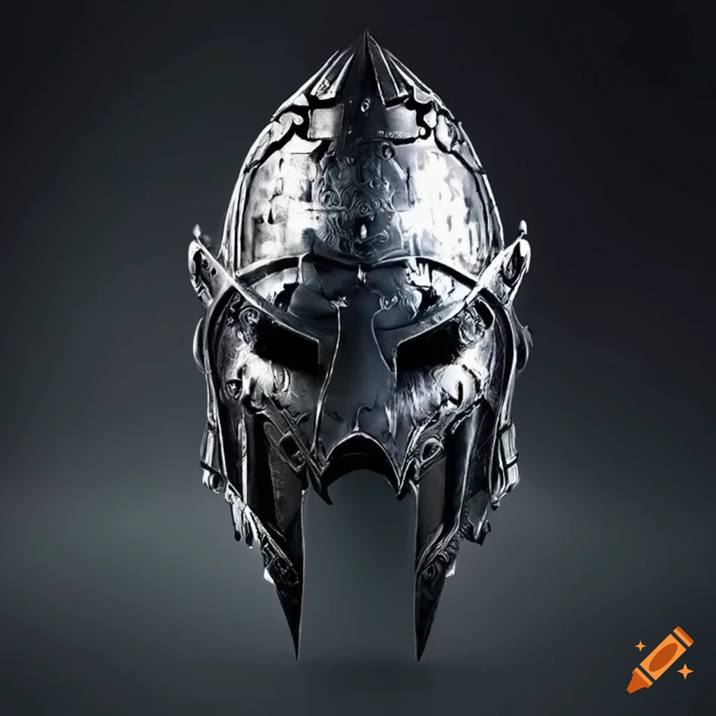 Intricate symmetrical steel helmet