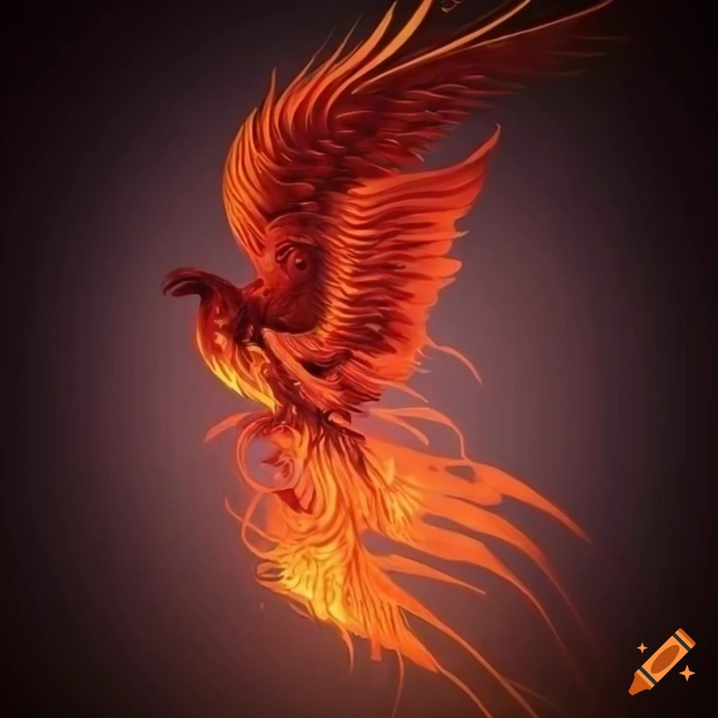 Spectral phoenix in calligraphy style