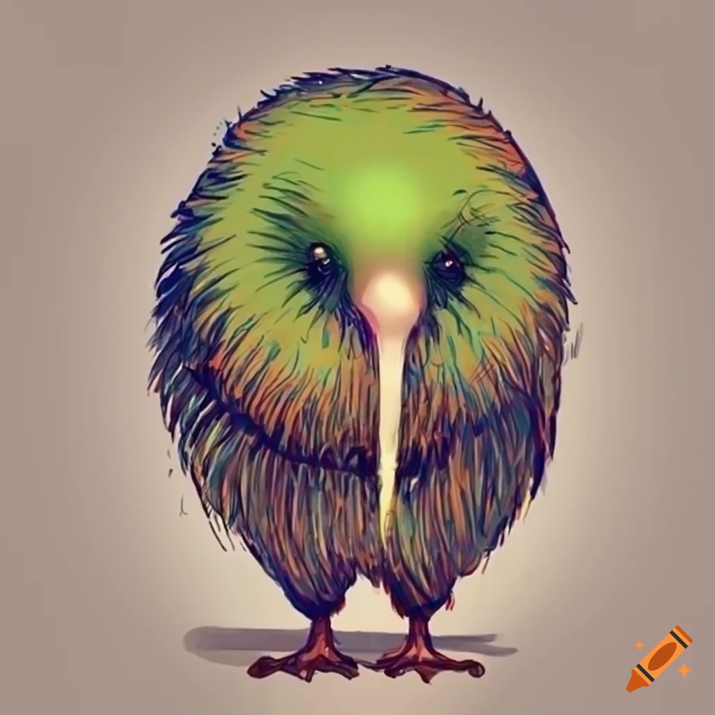 Kiwi bird using a computer emoji
