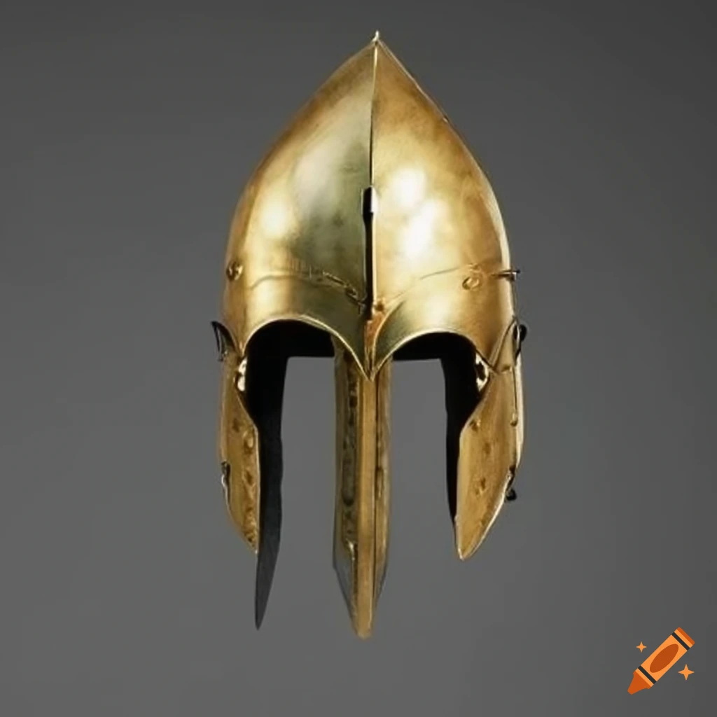 Gilded steel helmet in a medieval style