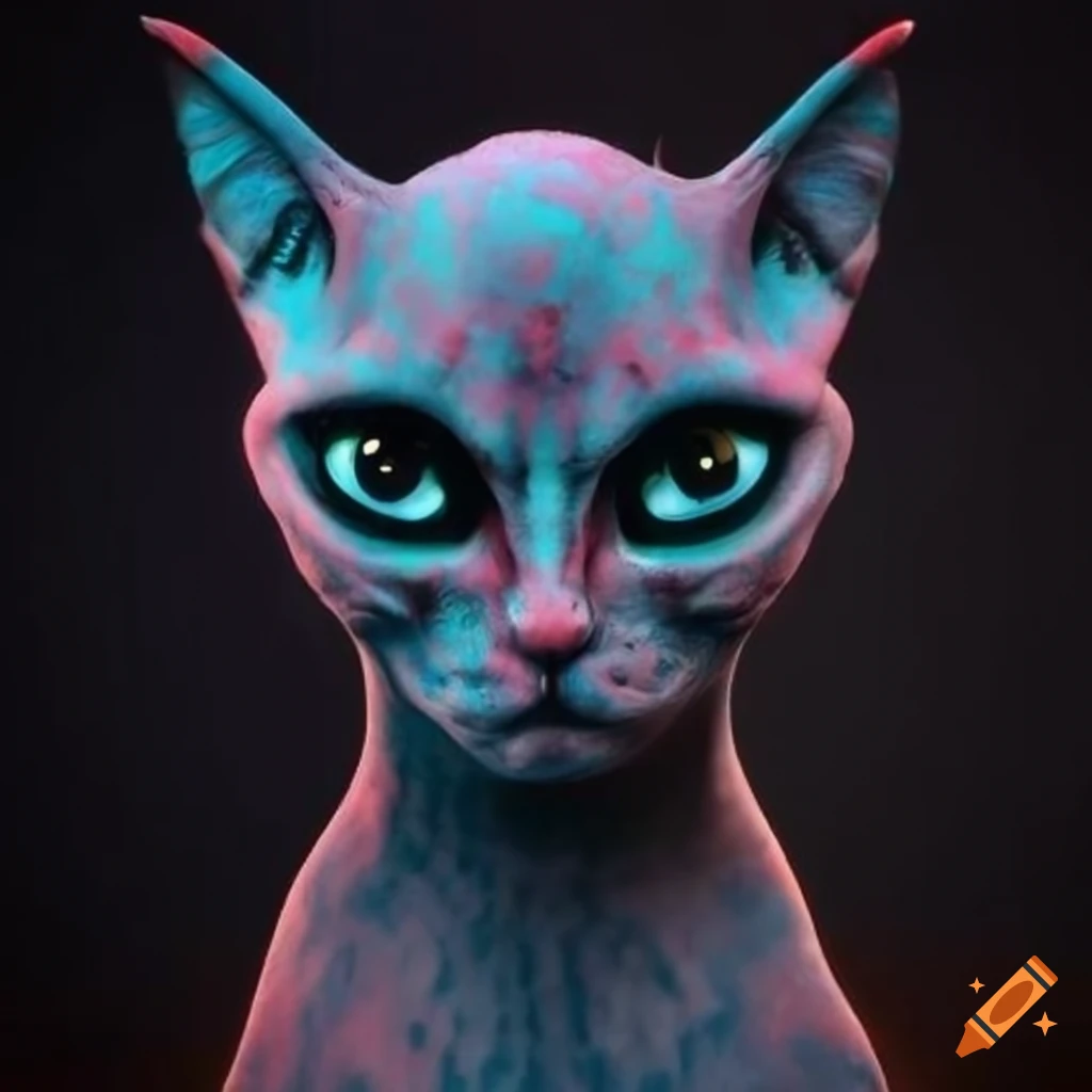 Dark-colored alien cat with a rose-shaped head on Craiyon